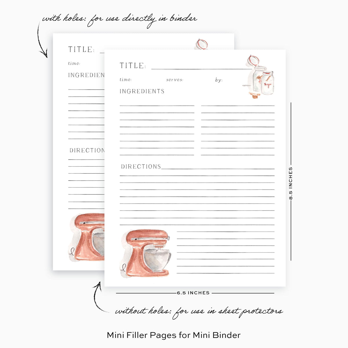 Recipe Binder Filler Sheets – The Illustrated Life