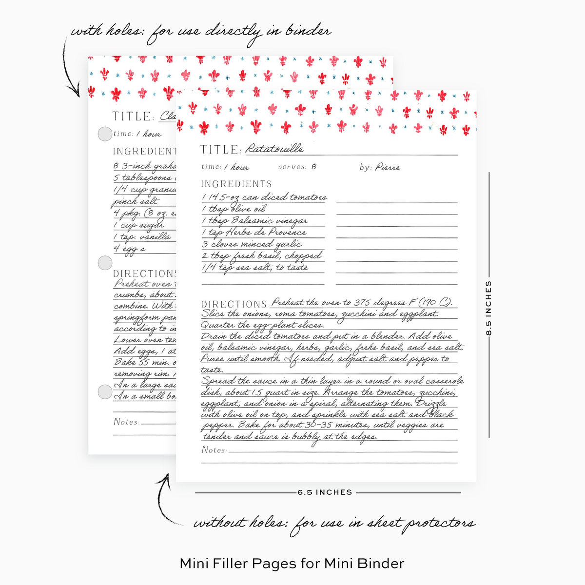 Recipe Binder Filler Sheets – The Illustrated Life